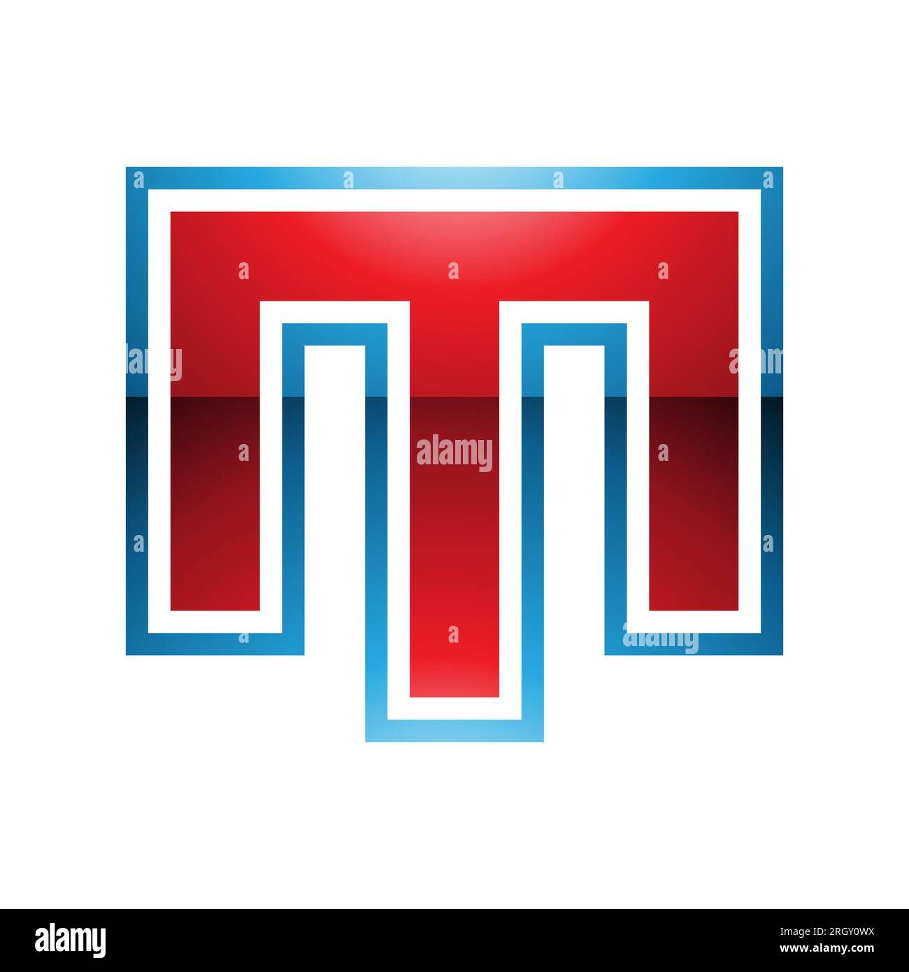 Red and Blue Glossy Letter M Icon with an Outer Stripe on a White ...