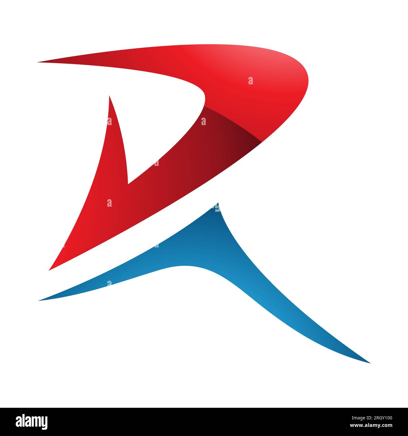 Red and Blue Glossy Pointy Tipped Letter R Icon on a White Background ...
