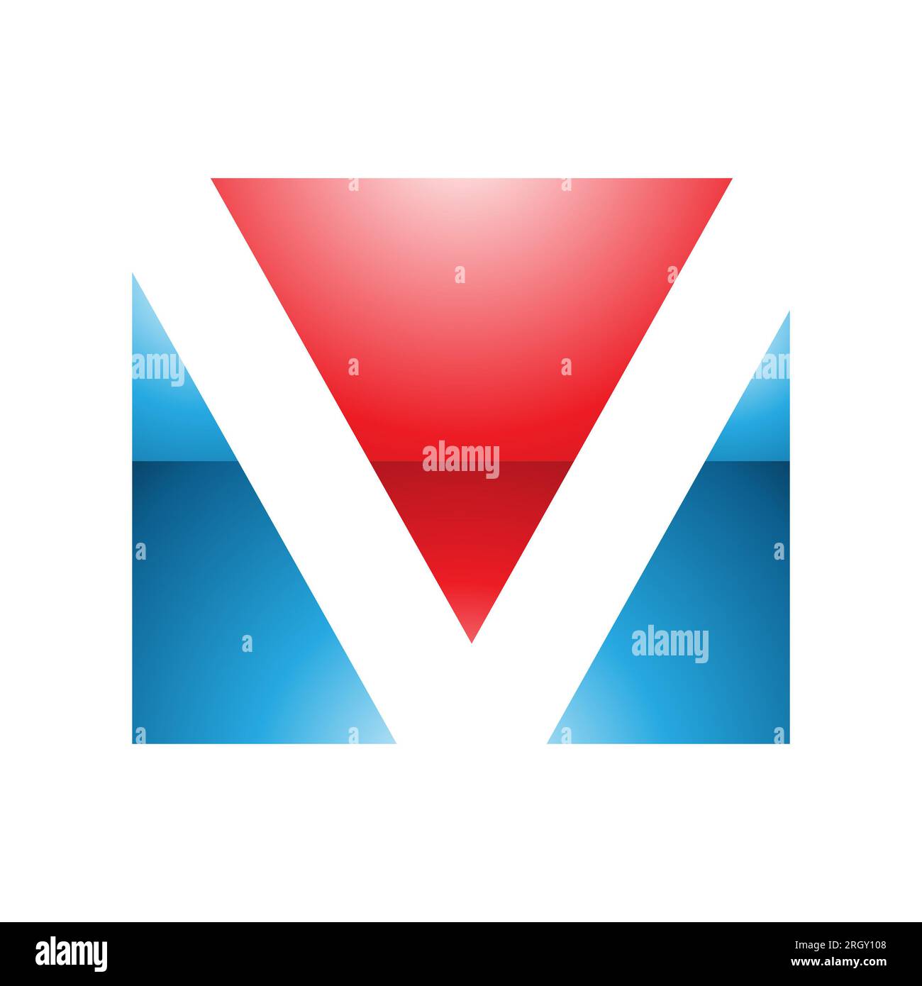 Red and Blue Glossy Rectangular Shaped Letter V Icon on a White ...