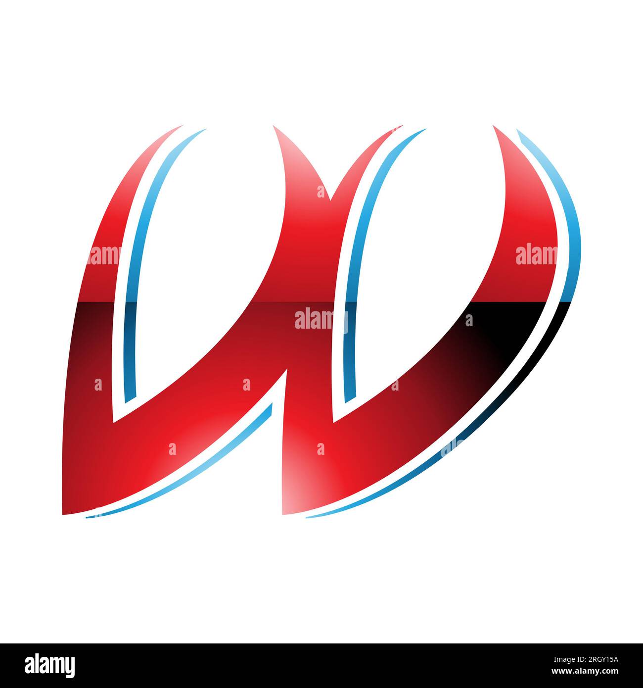 Red and Blue Glossy Spiky Italic Shaped Letter W Icon on a White ...