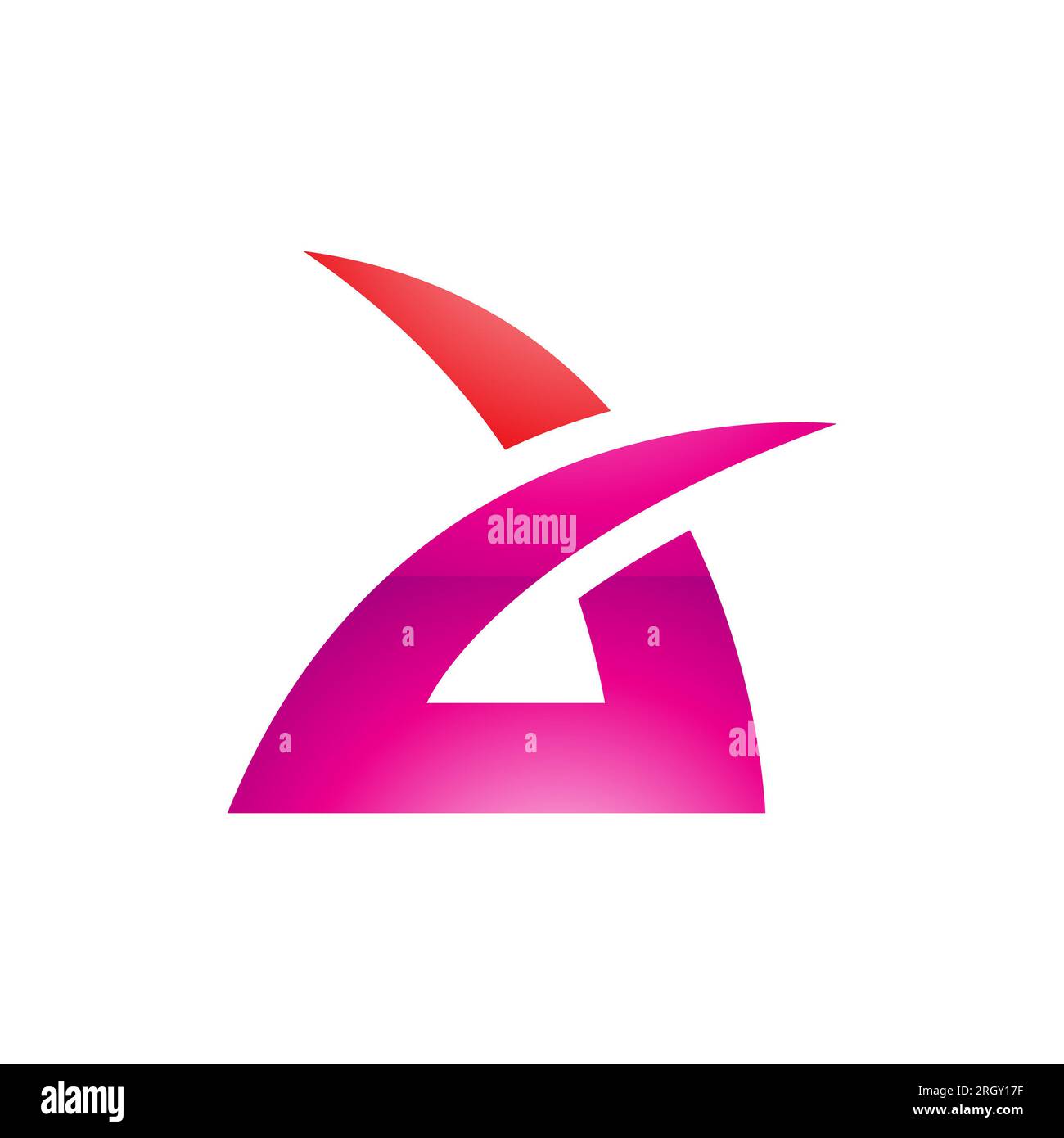 Red and Magenta Glossy Spiky Grass Shaped Letter A Icon on a White ...