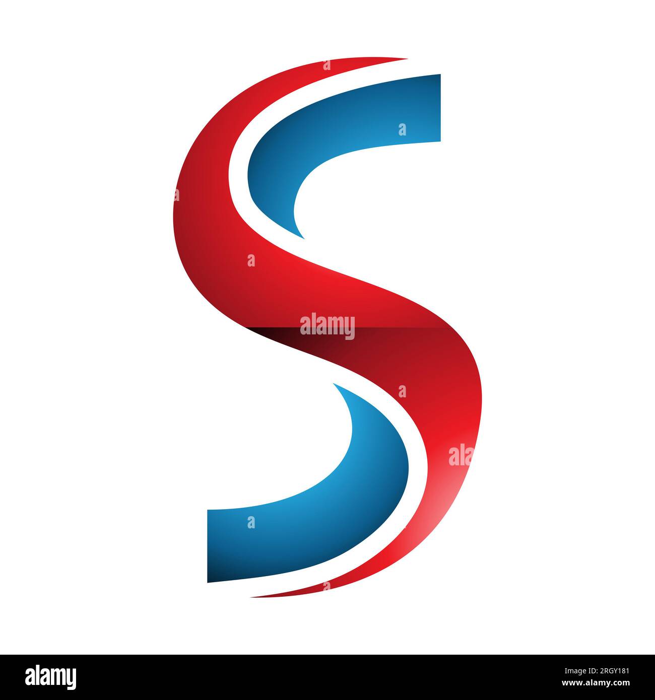 Red and Blue Glossy Twisted Shaped Letter S Icon on a White Background ...