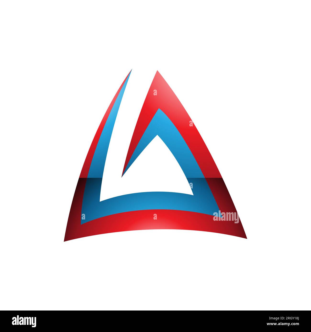 Red and Blue Glossy Triangular Spiral Letter A Icon on a White ...