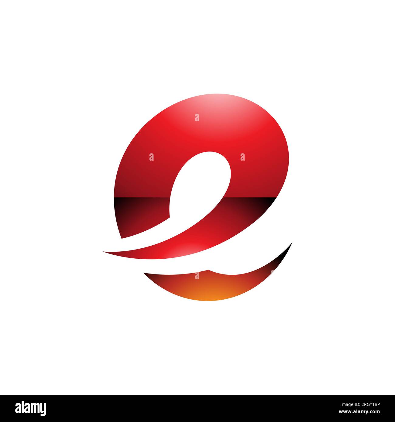 Red and Orange Glossy Lowercase Letter E Icon with Soft Spiky Curves on ...