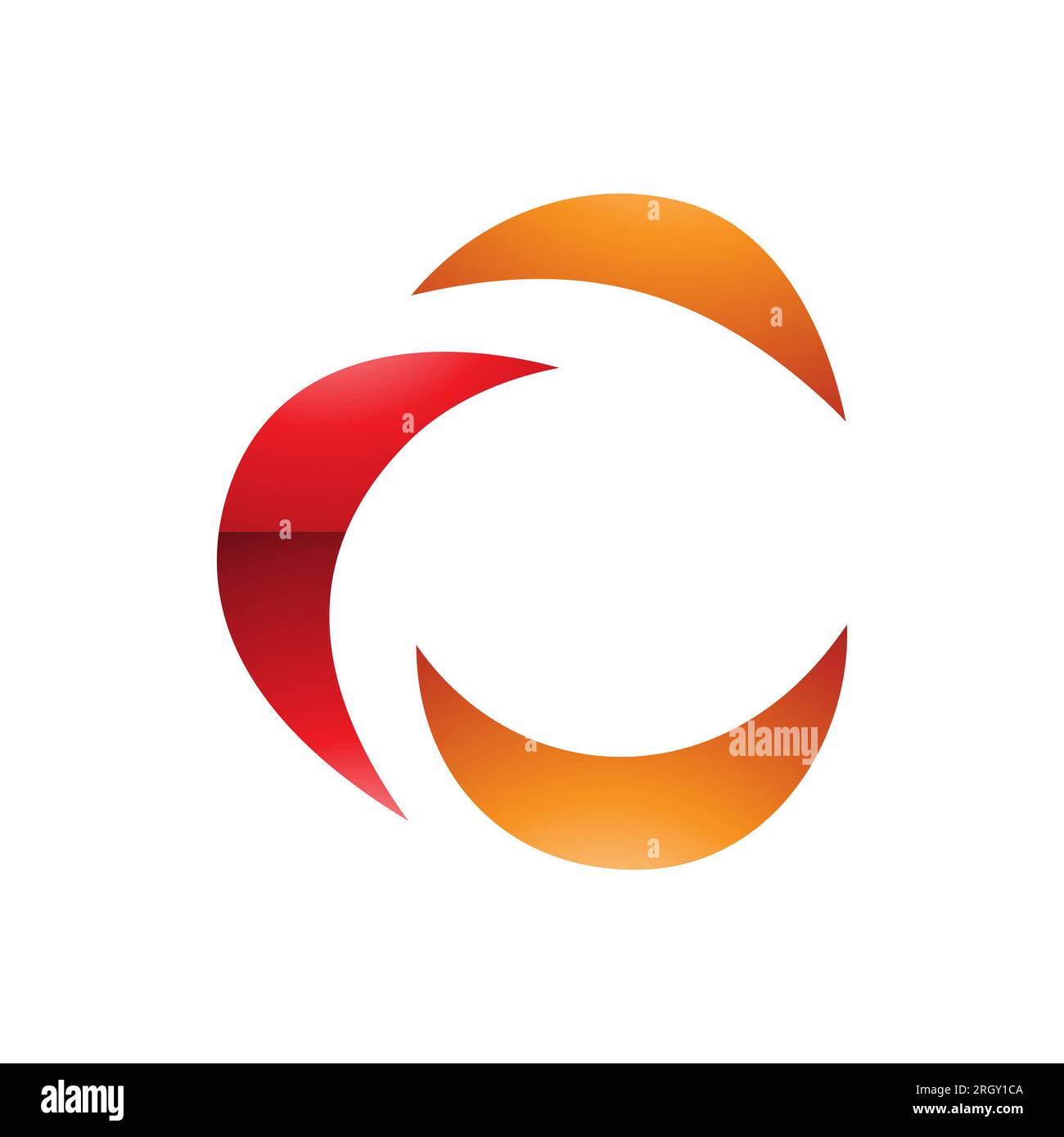 Red and Orange Glossy Crescent Shaped Letter C Icon on a White ...