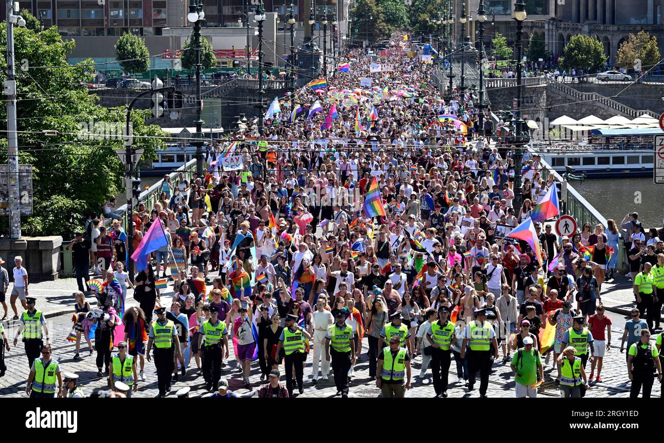 Prague, Czech Republic. 12th Aug, 2023. Rainbow parade to Letna plain ...