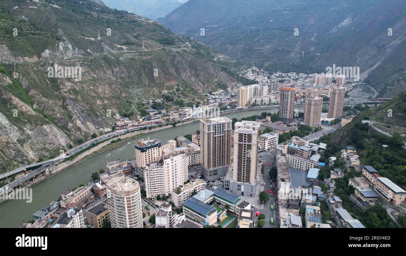 ABA, CHINA - AUGUST 6, 2023 - Aerial photo shows the new appearance of ...