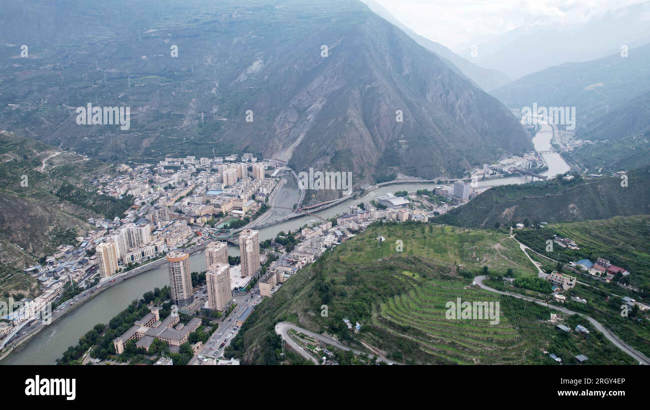 ABA, CHINA - AUGUST 6, 2023 - Aerial photo shows the new appearance of ...