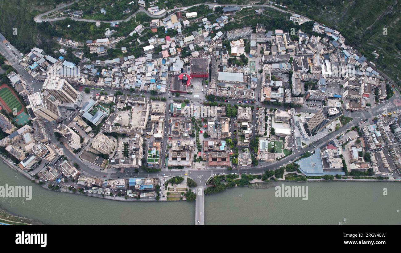 ABA, CHINA - AUGUST 6, 2023 - Aerial photo shows the new appearance of ...