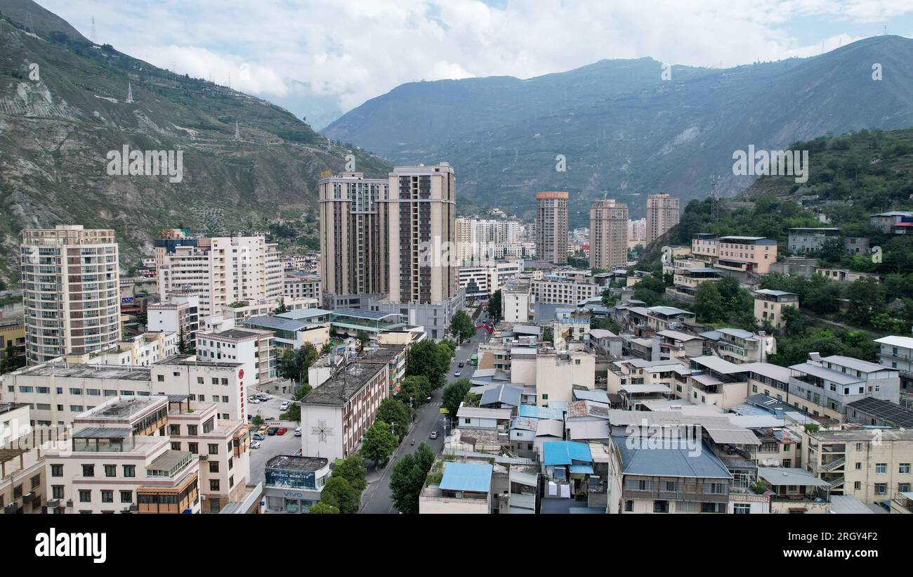 ABA, CHINA - AUGUST 6, 2023 - Aerial photo shows the new appearance of ...