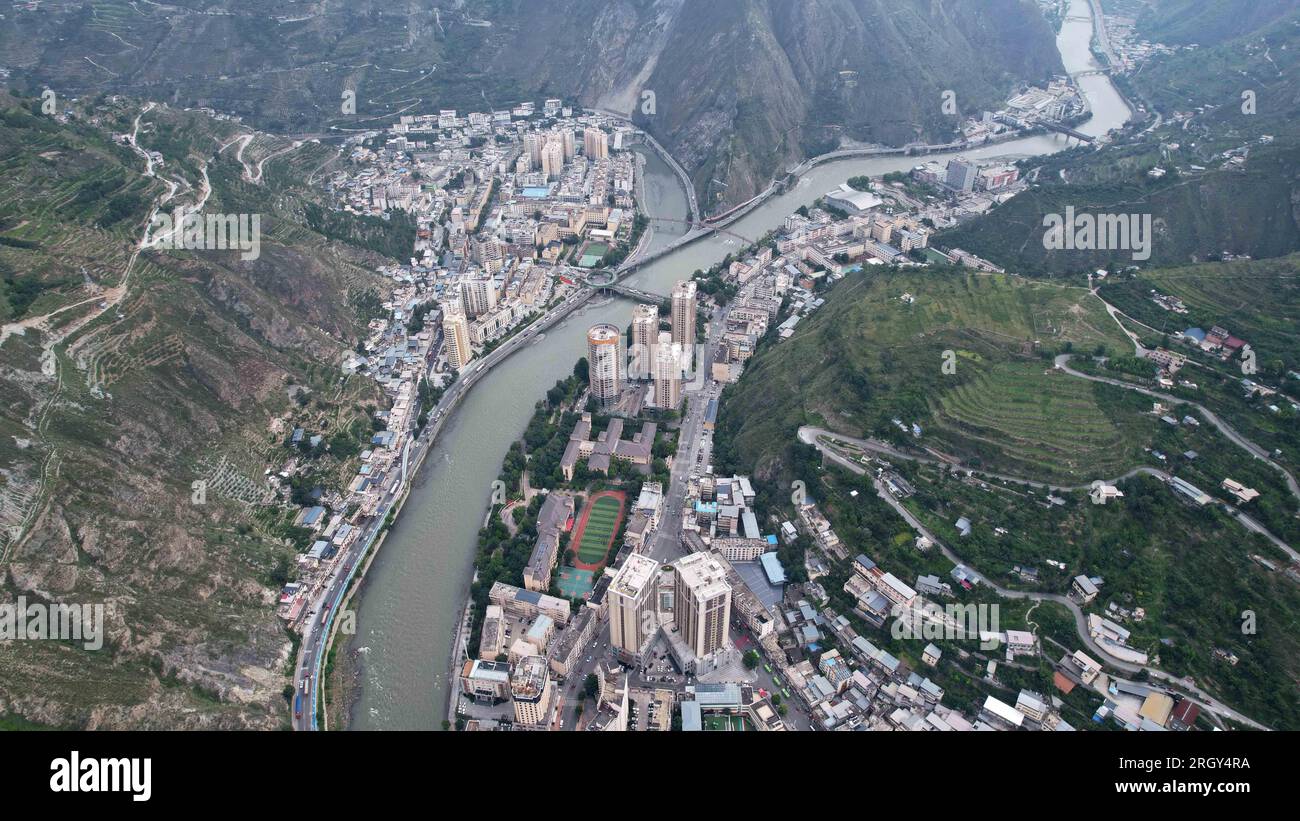 Aba, China. 12th Aug, 2023. ABA, CHINA - AUGUST 6, 2023 - Aerial photo ...