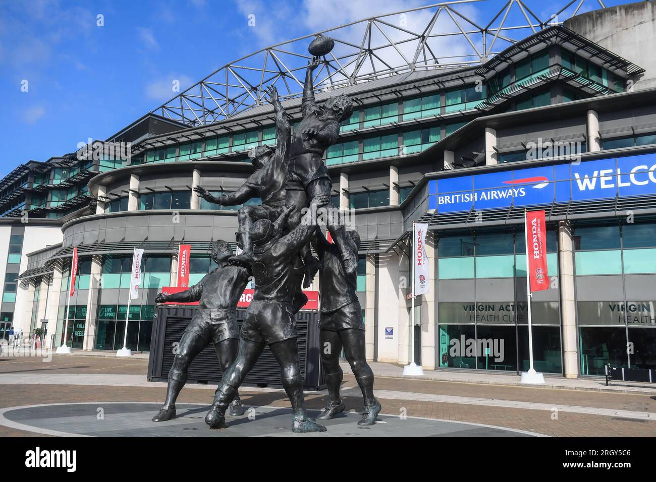 The bronze sculpture by Gerald Laing, depicting a rugby line-out ...