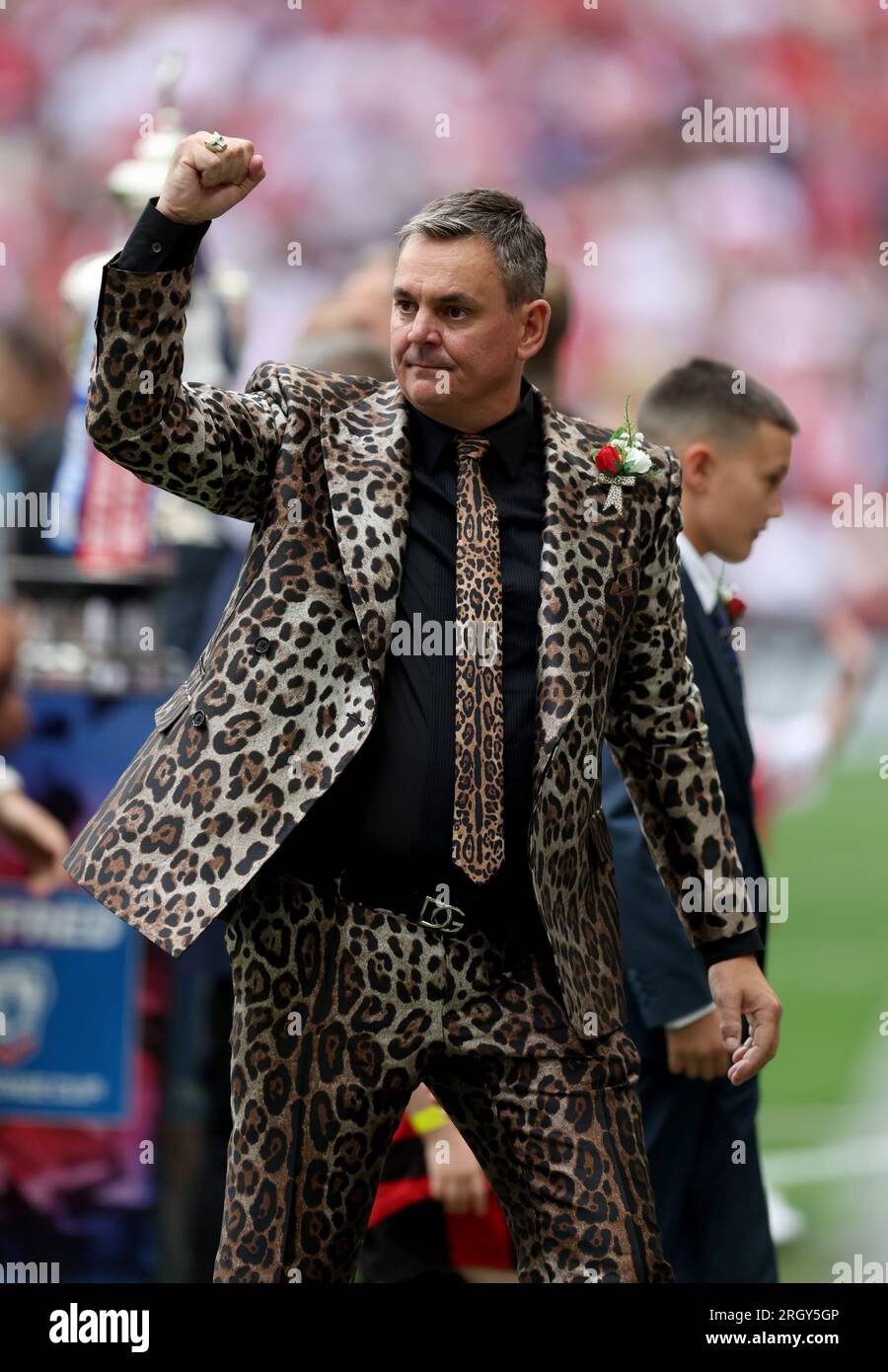 Leigh Leopards owner Derek Beaumont on the pitch before the Betfred ...