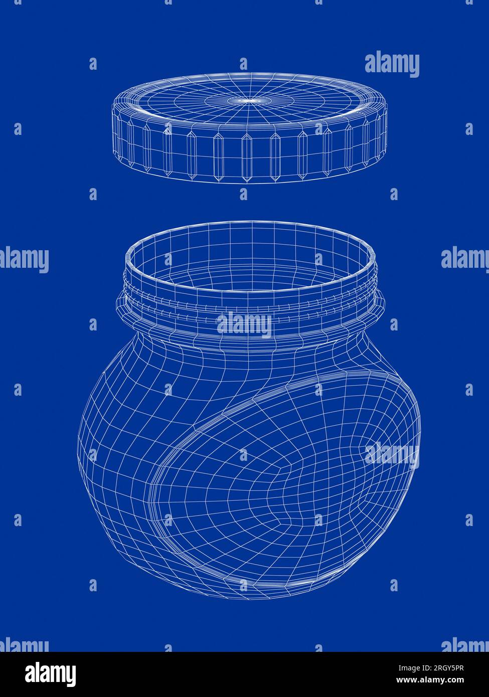 3D wire-frame model of oval jar with lid Stock Photo - Alamy