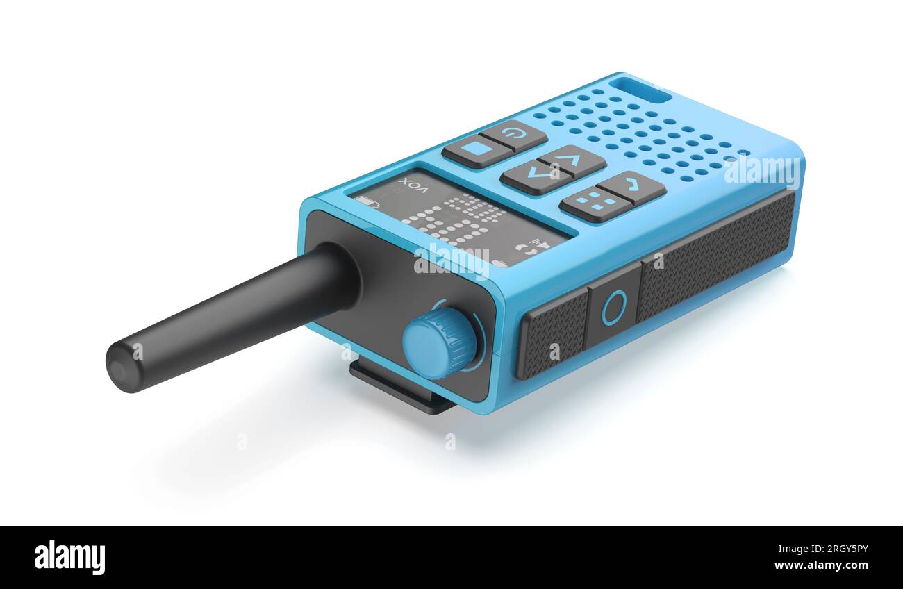Blue modern handheld transceiver on white background Stock Photo - Alamy