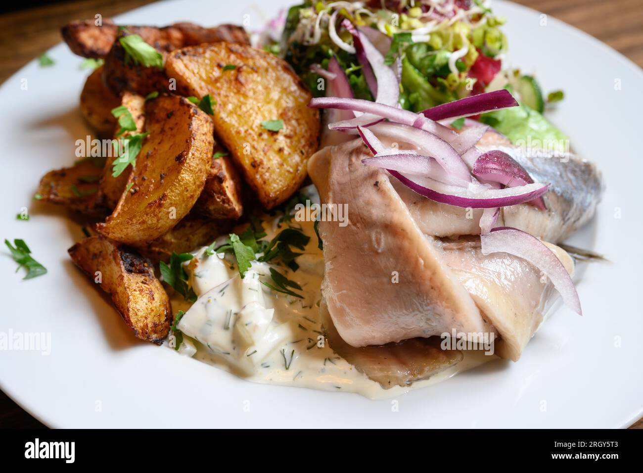 Matjes Fillet Hausfrauenart, Young Pickled Herring Housewife Style with ...