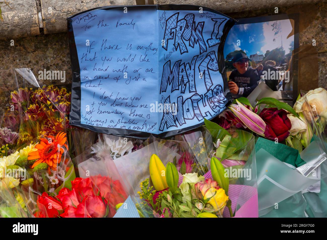 Bournemouth, Dorset, UK. 12th August 2023. Tributes left for 18 year ...