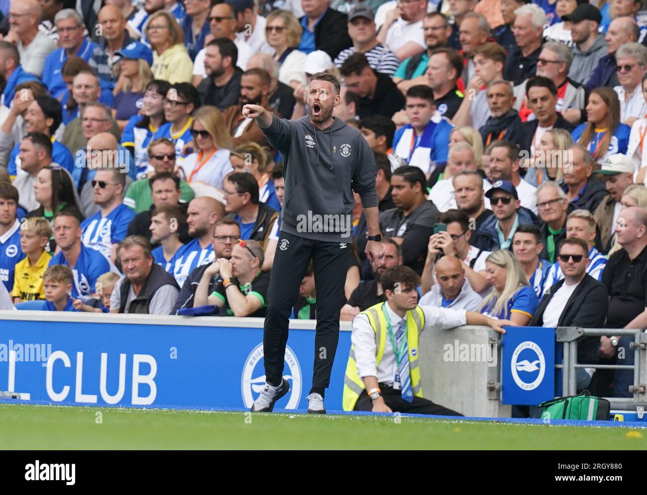 Luton Town manager Rob Edwards on the touchline during the Premier ...