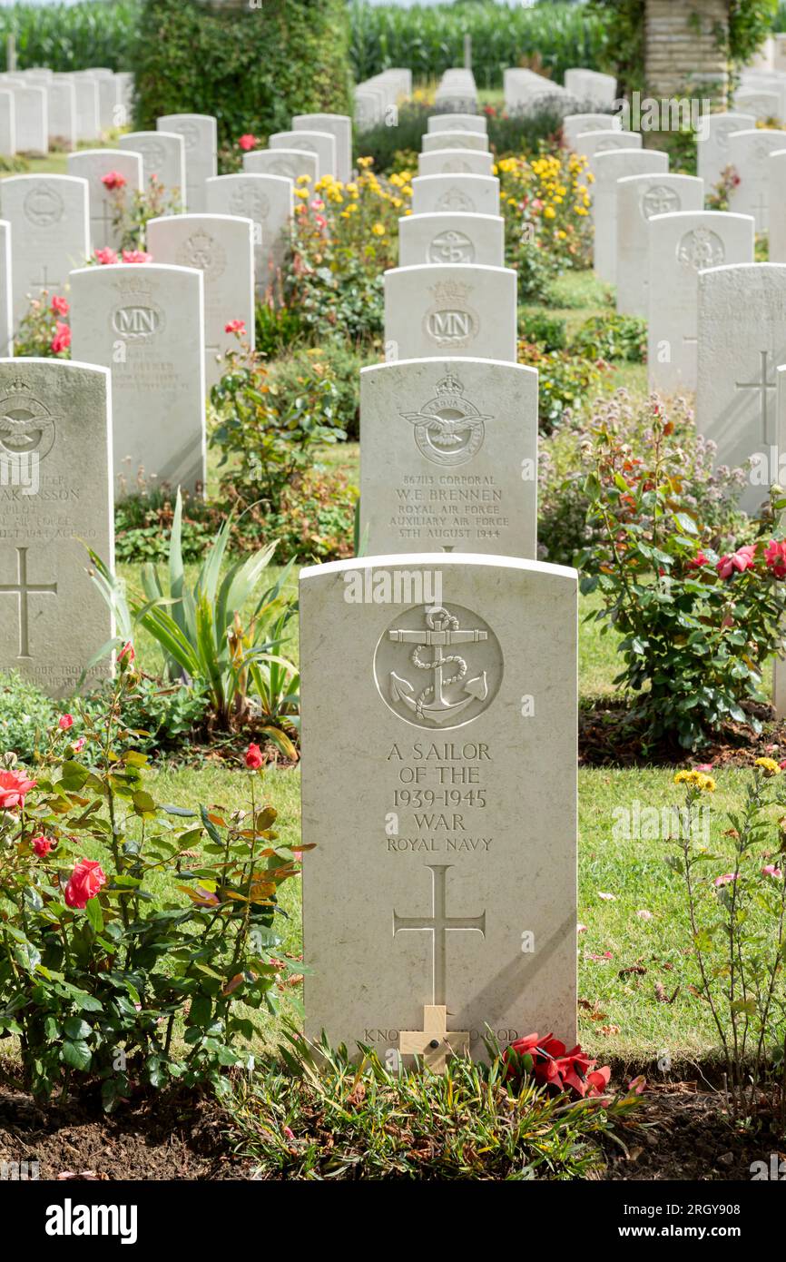 Ryes, France - 07 24 2023: Bazenville British Military Cemetery. View ...