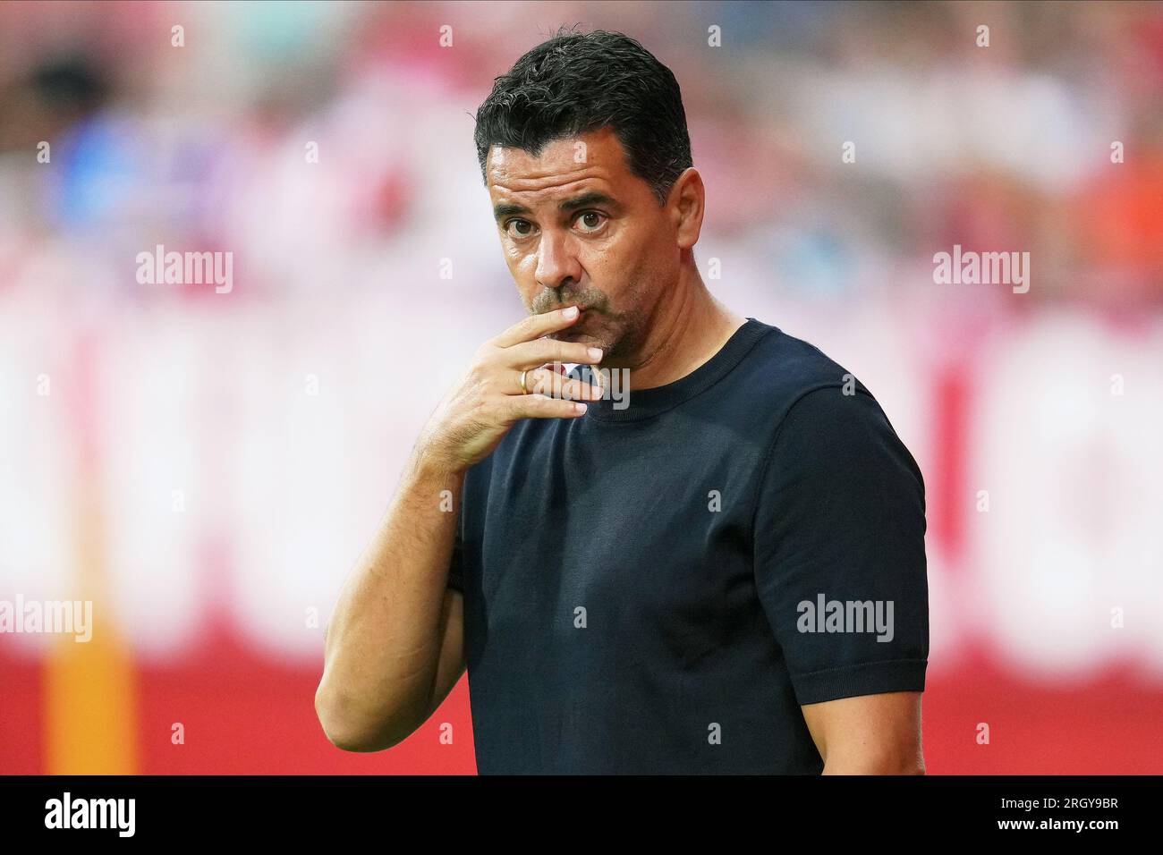 Girona, Spain. 06th Aug, 2023. Girona FC head coach Michel Sanchez during the Pre-season ...