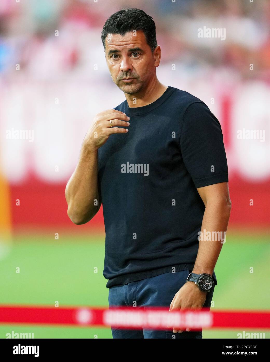 Girona, Spain. 06th Aug, 2023. Girona FC head coach Michel Sanchez during the Pre-season ...