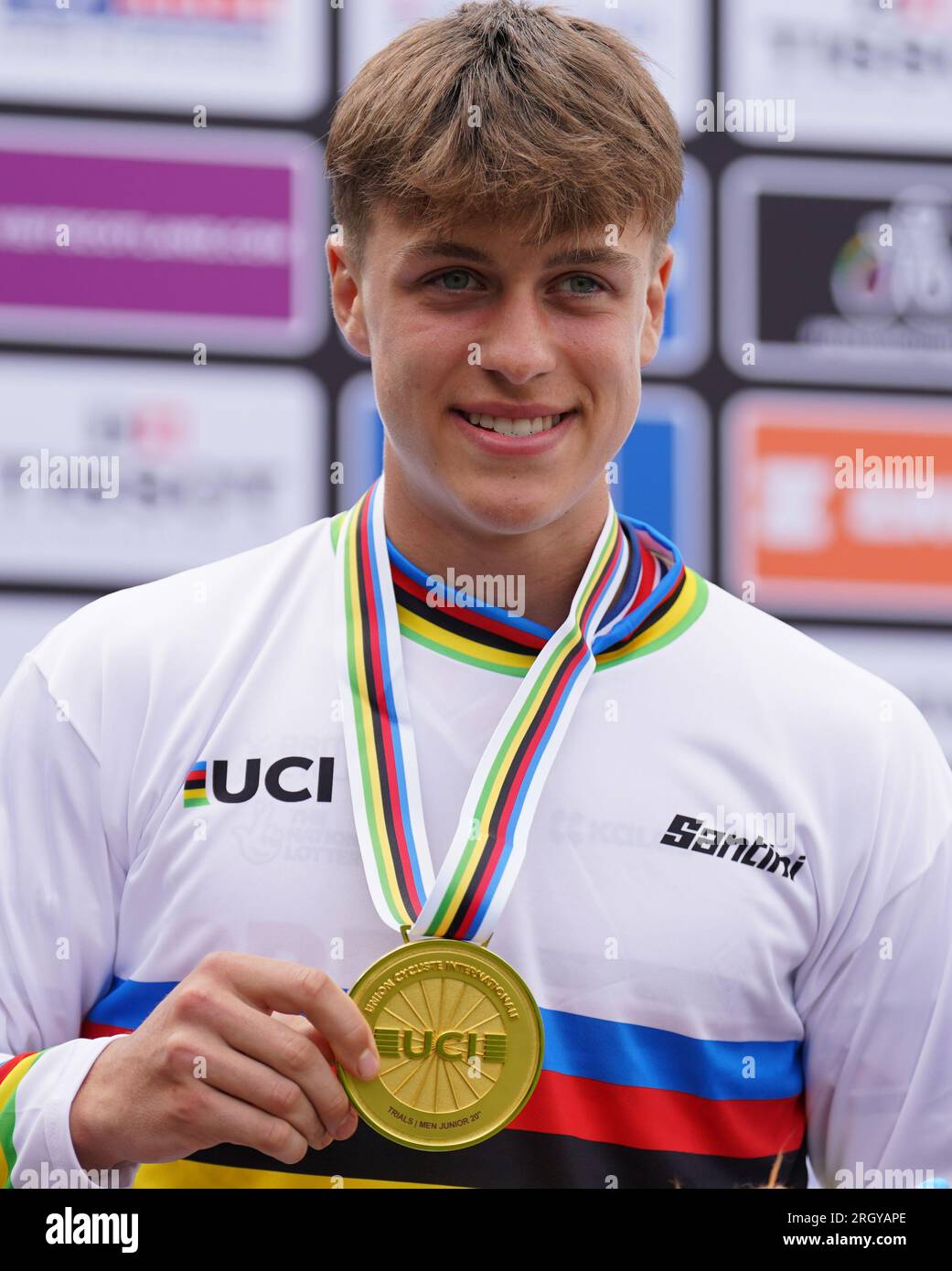 Great Britains Oliver Weightman with his gold medal after the medal ...