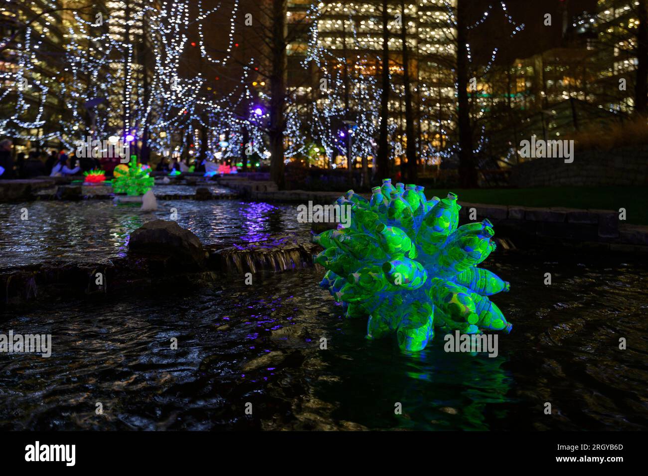 floating sculptures made out of recycled plastic - Canary Wharf Winter ...