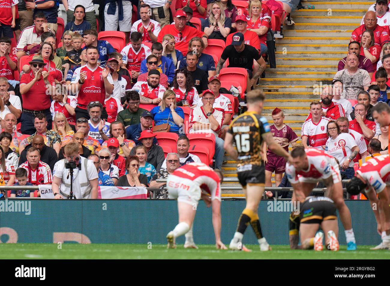 Hull KR fans cheer on their side during the Betfred Challenge Cup match ...
