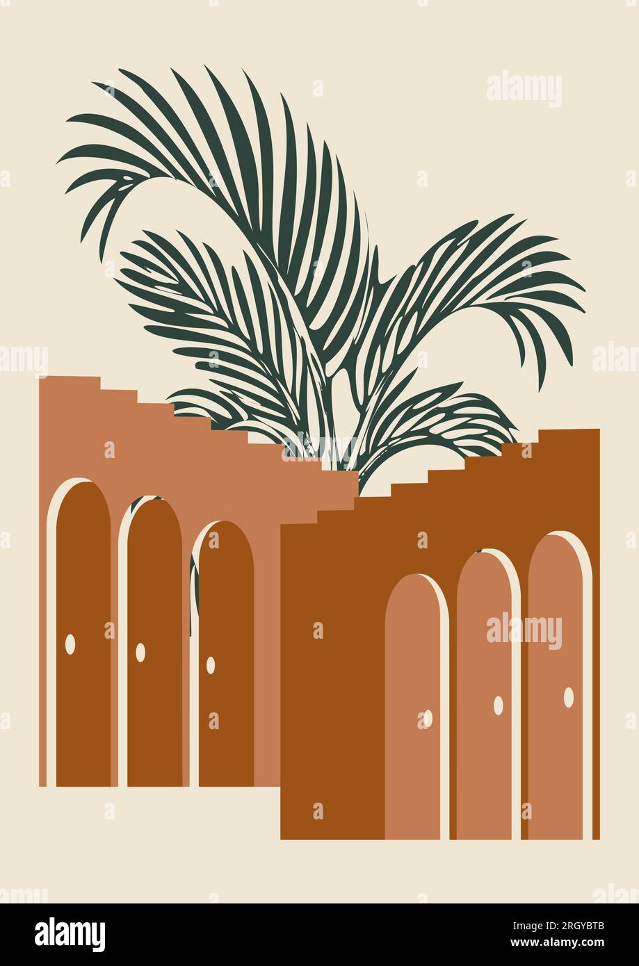 Aesthetic minimalist Morocco architecture poster illustration Stock ...