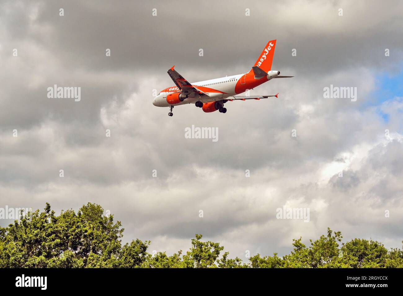London, England, UK - 1 August 2023: Airbus A319 operated by budget ...