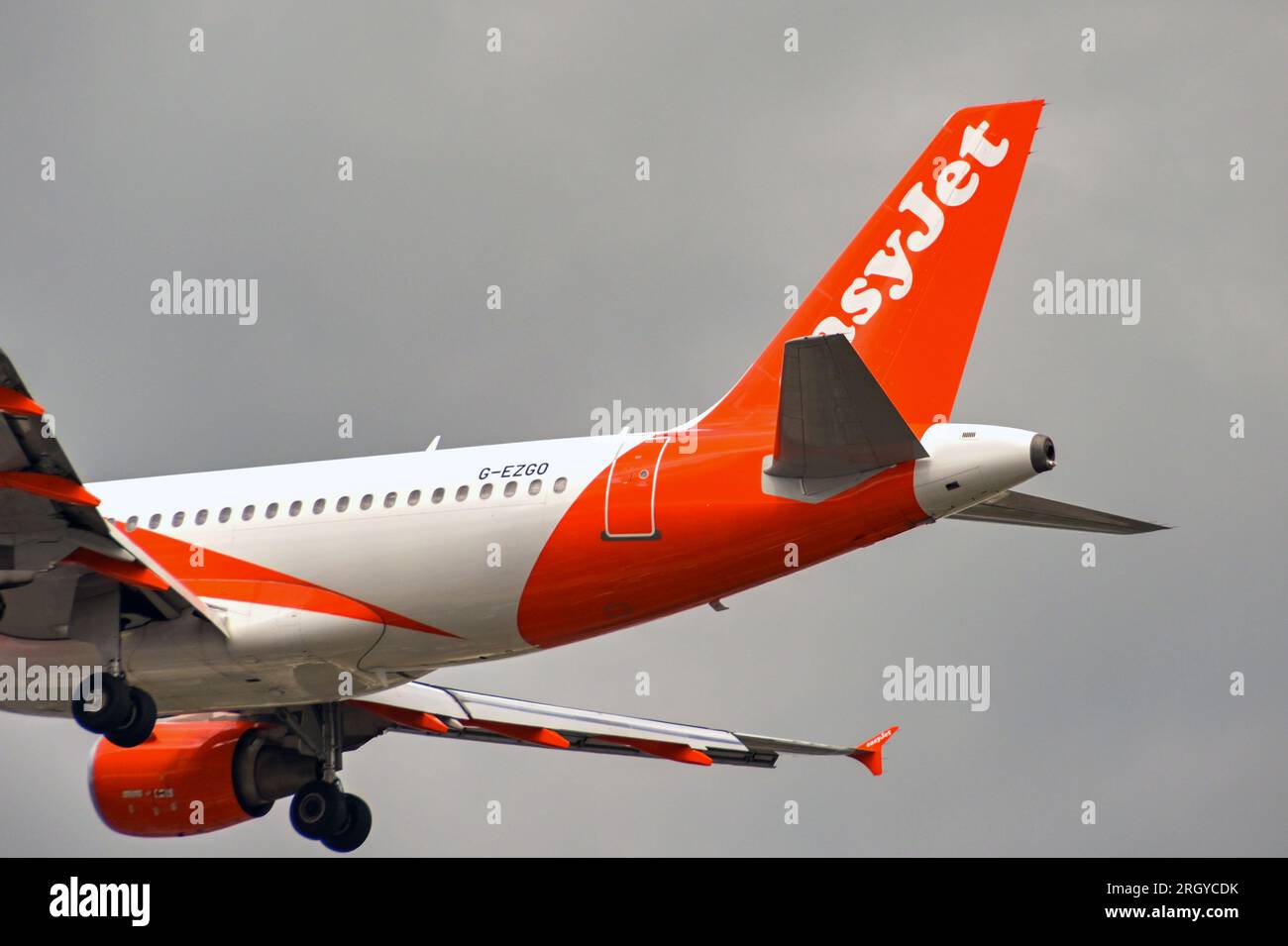London, England, UK - 1 August 2023: Tail fin of an Airbus A319 ...