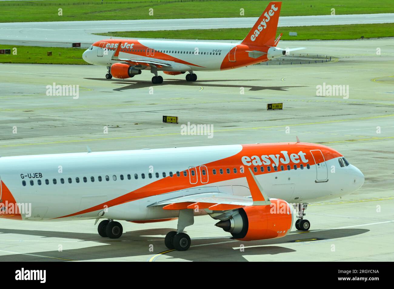 London, England, UK - 1 August 2023: Passenger planes operated by ...