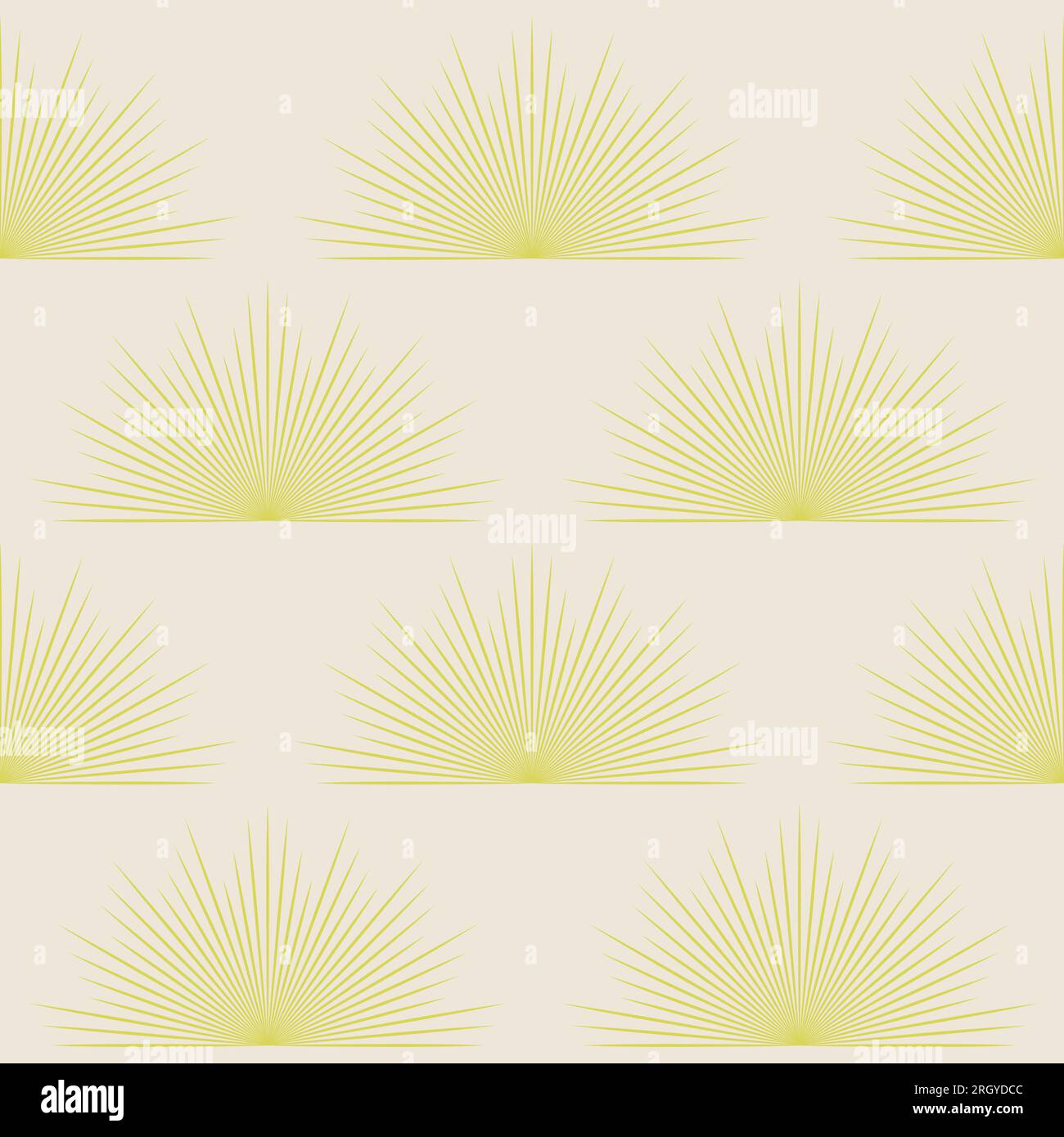 Yellow seamless pattern of sunrise illustration. Half sun on the beach ...