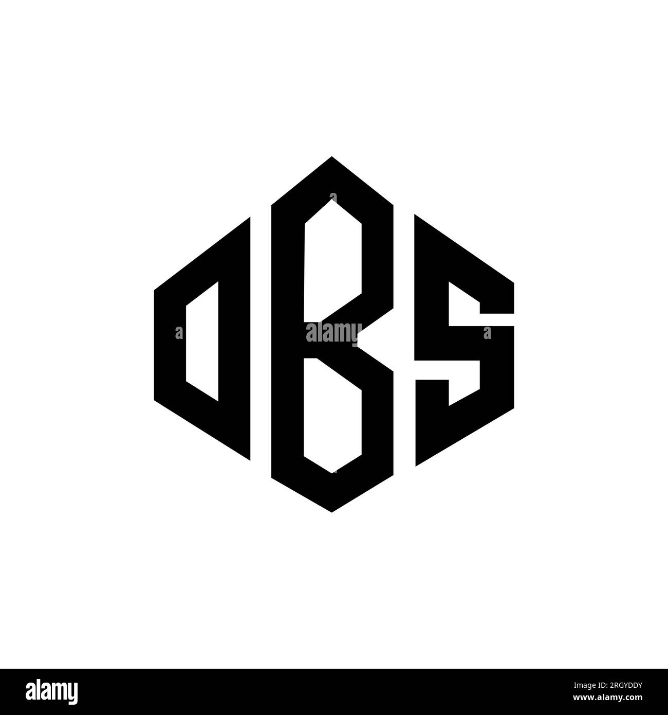 OBS letter logo design with polygon shape. OBS polygon and cube shape logo design. OBS hexagon ...