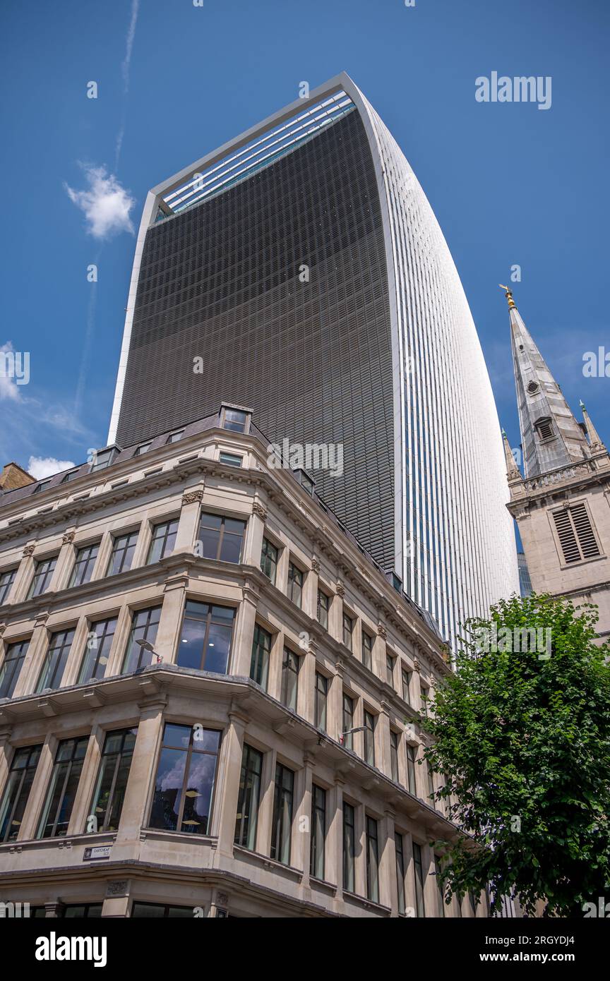 London, UK - July 19, 2023: View of the famous walkie talkie building ...