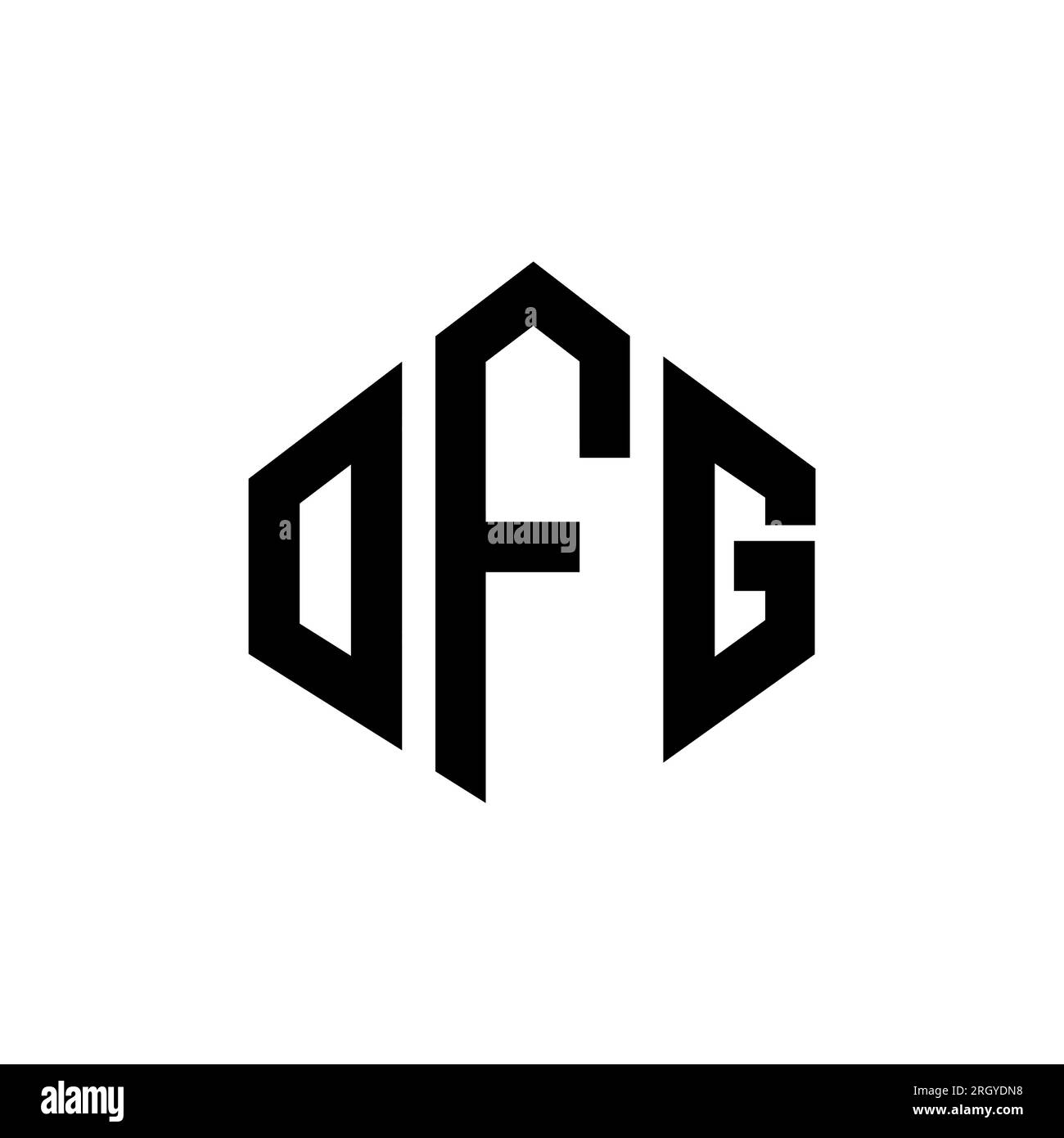 OFG letter logo design with polygon shape. OFG polygon and cube shape ...