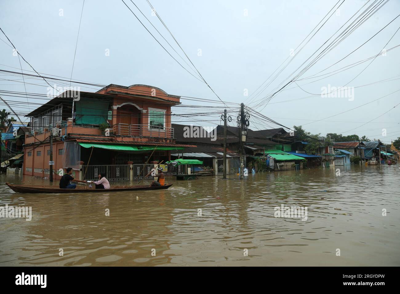 Bago. 12th Aug, 2023. This photo taken on Aug. 12, 2023 shows a flooded ...