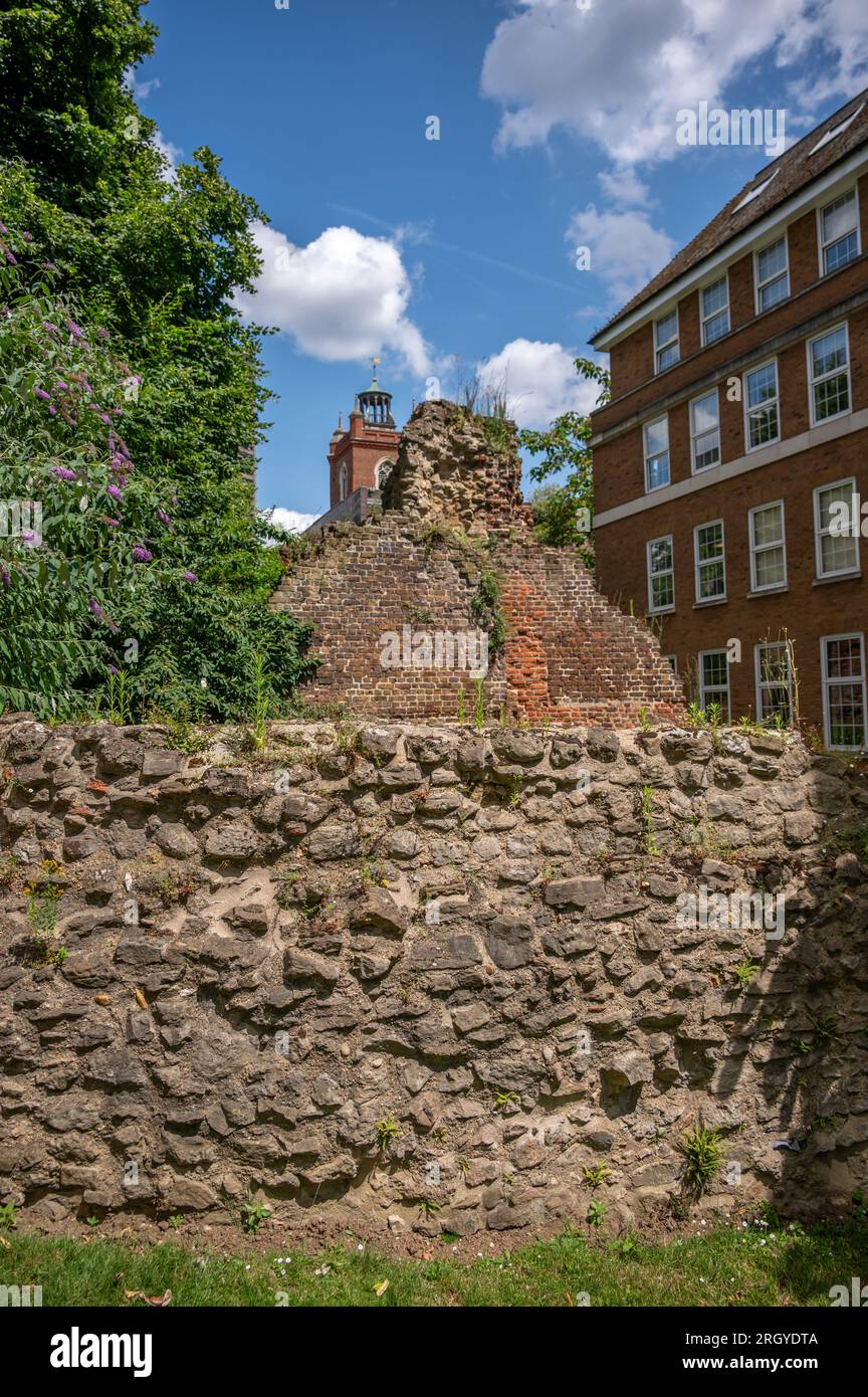 Old remants of the Roman wall around London, England Stock Photo - Alamy