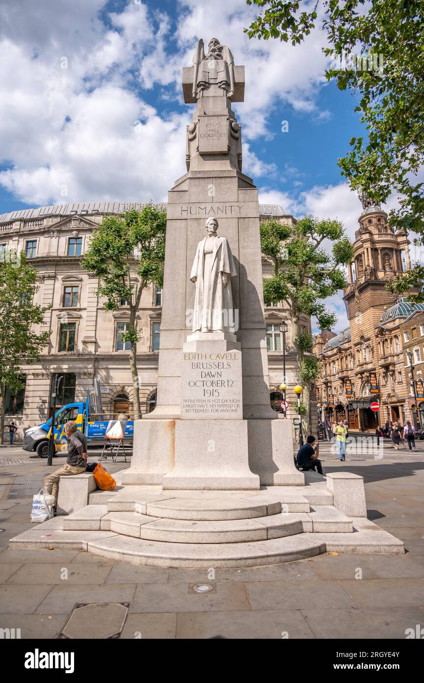 London, UK - July 19, 2023: Statue of Edith Cavell in London, England ...