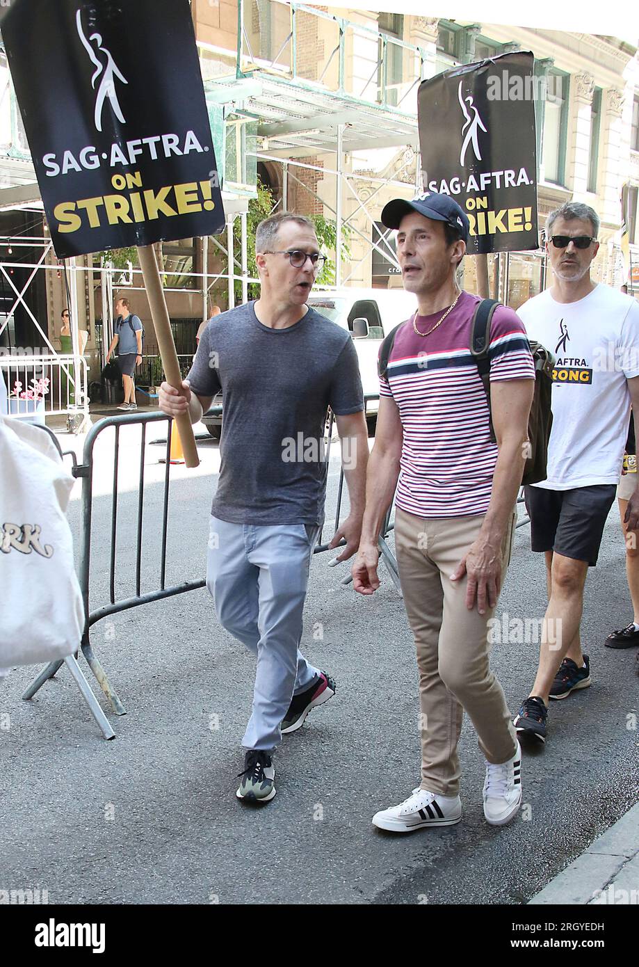 New York, NY, USA. 11th Aug, 2023. Sam Rockwell seen on the SAG-AFTRA ...