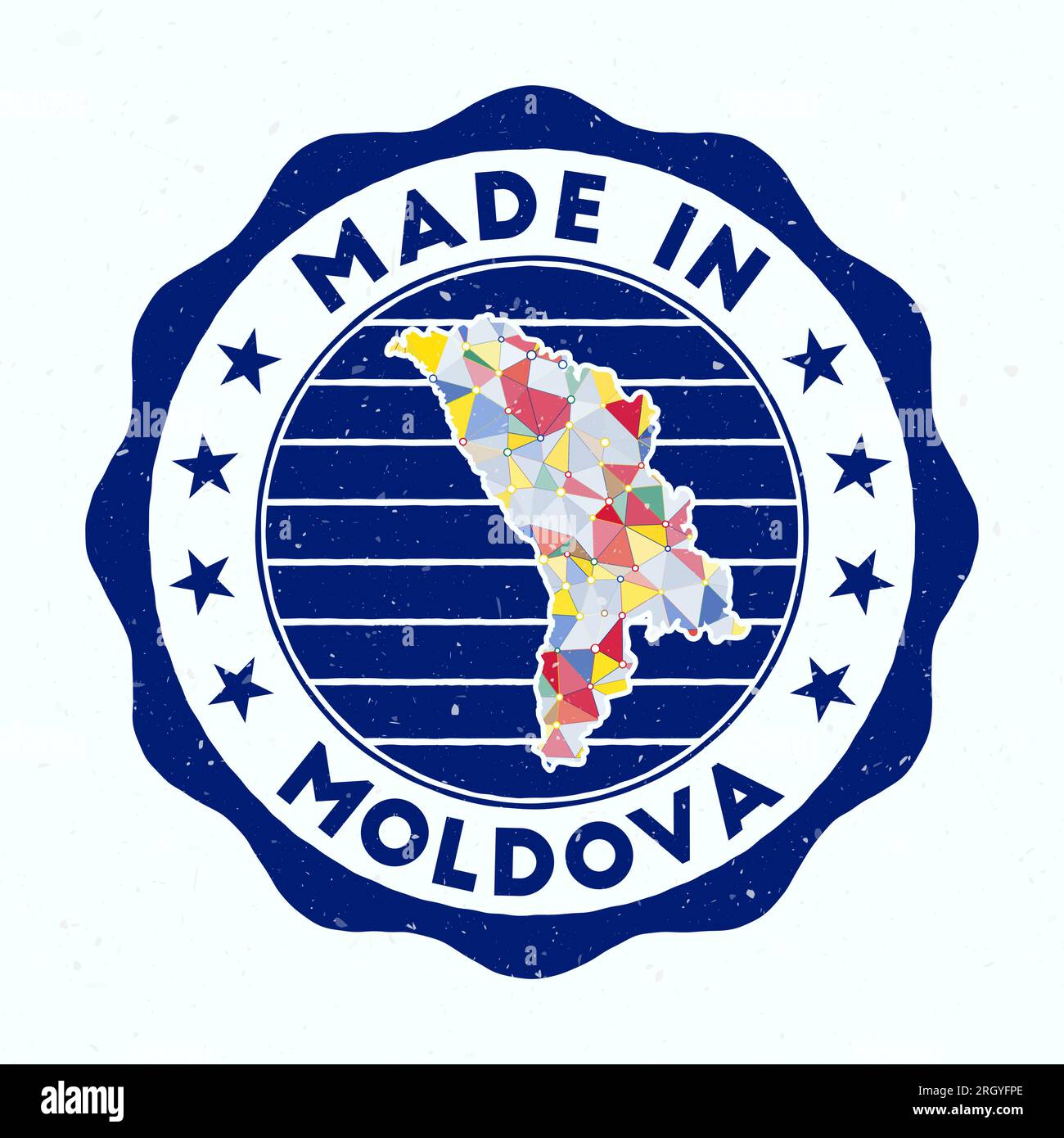 Made In Moldova. Country round stamp. Seal of Moldova with border shape ...