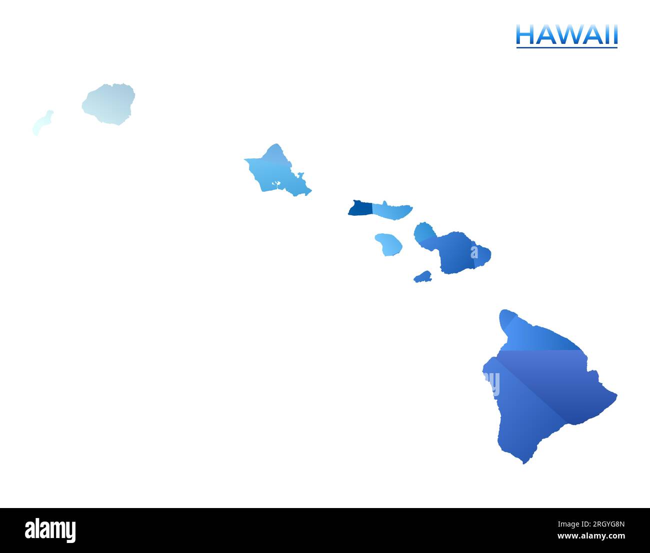 Vector polygonal Hawaii map. Vibrant geometric island in low poly style ...
