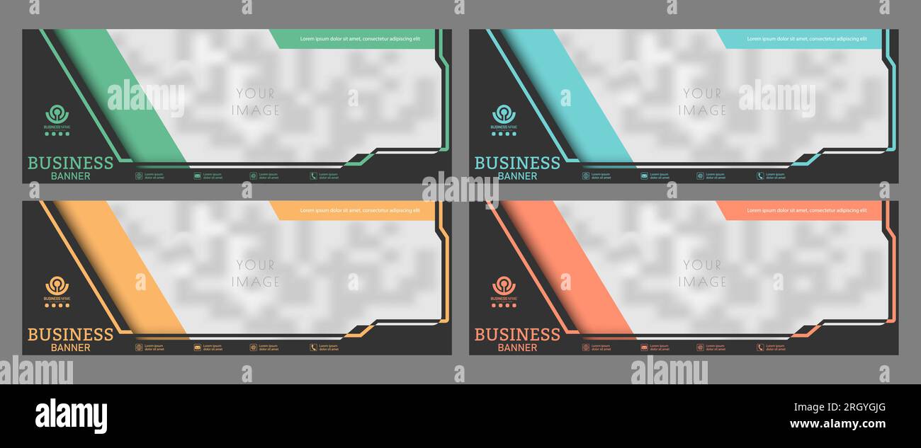 Business banner. A set of horizontal templates with space for a photo ...