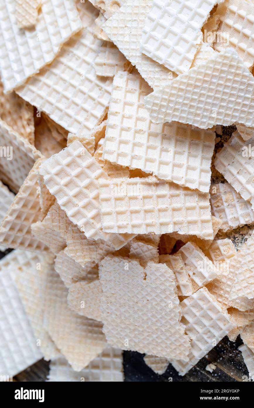 thin crispy waffles made of wheat flour, eggs and sugar, thin wheat ...