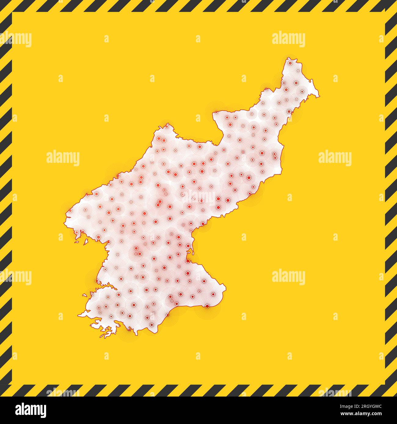 North Korea closed - virus danger sign. Lock down country icon. Black ...