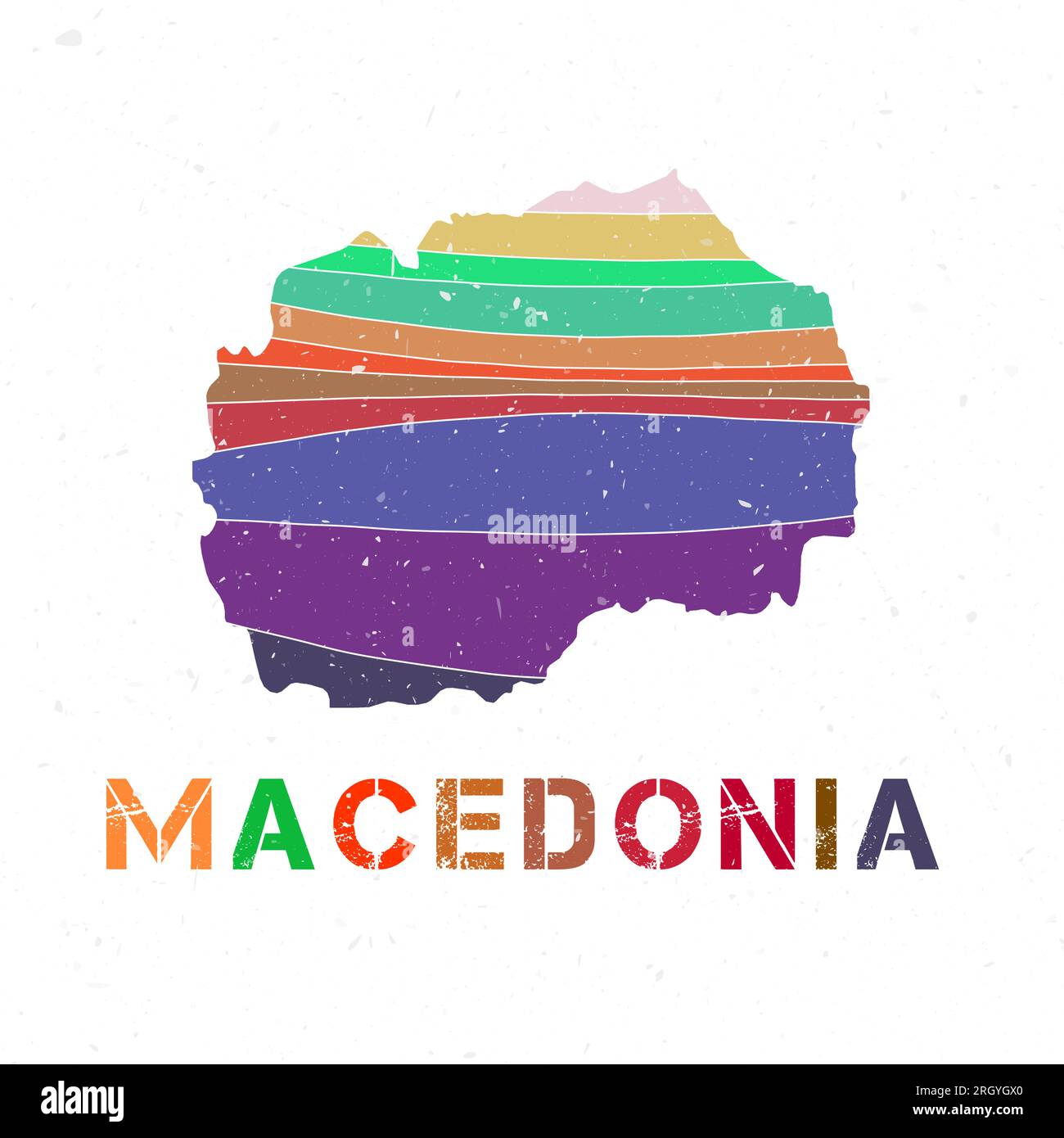 Macedonia map design. Shape of the country with beautiful geometric waves and grunge texture ...