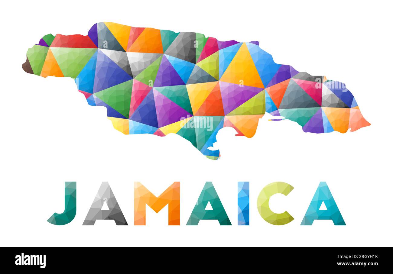 Jamaica - colorful low poly country shape. Multicolor geometric ...