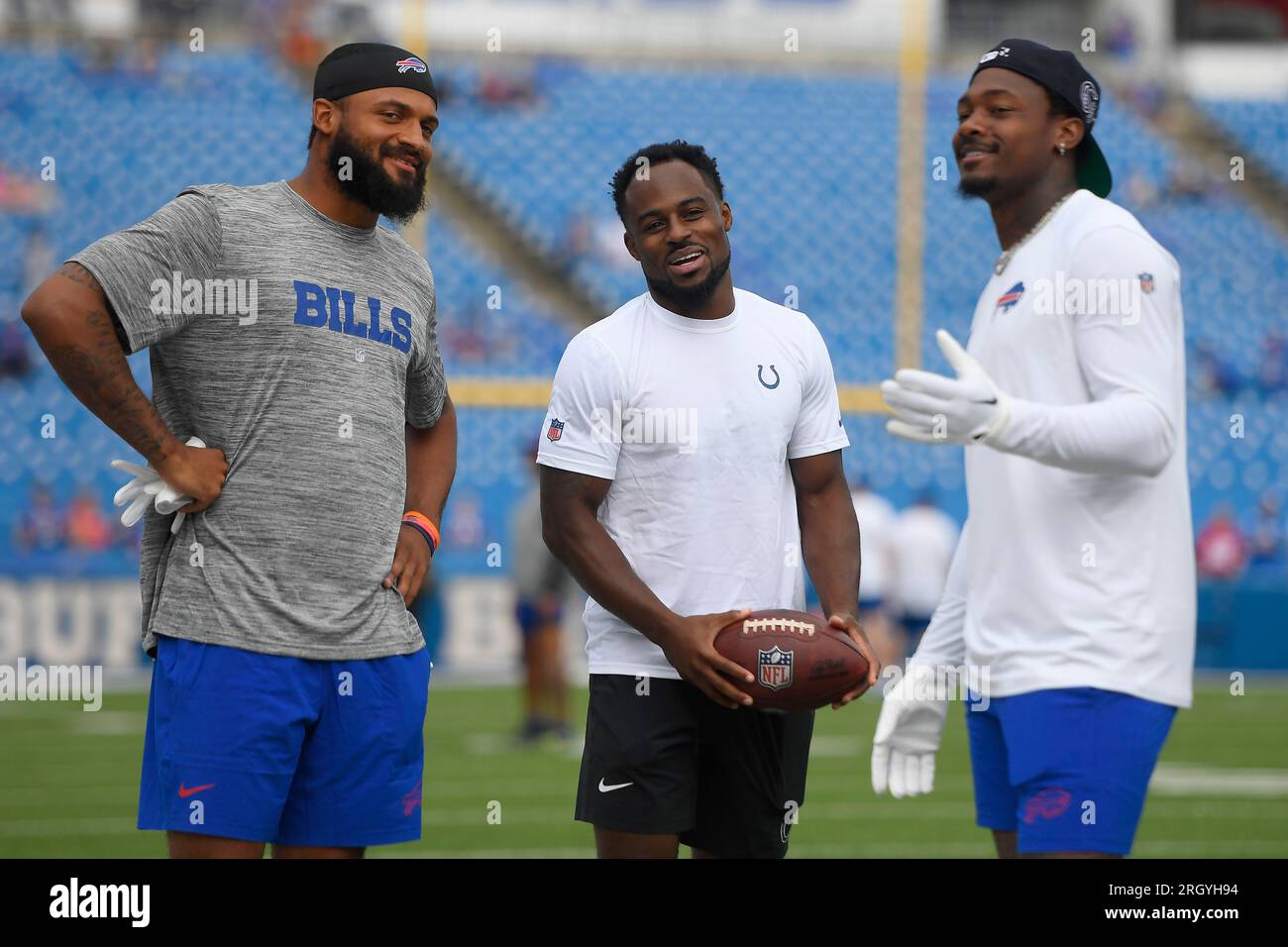 Indianapolis Colts wide receiver Isaiah McKenzie, middle, stands with ...
