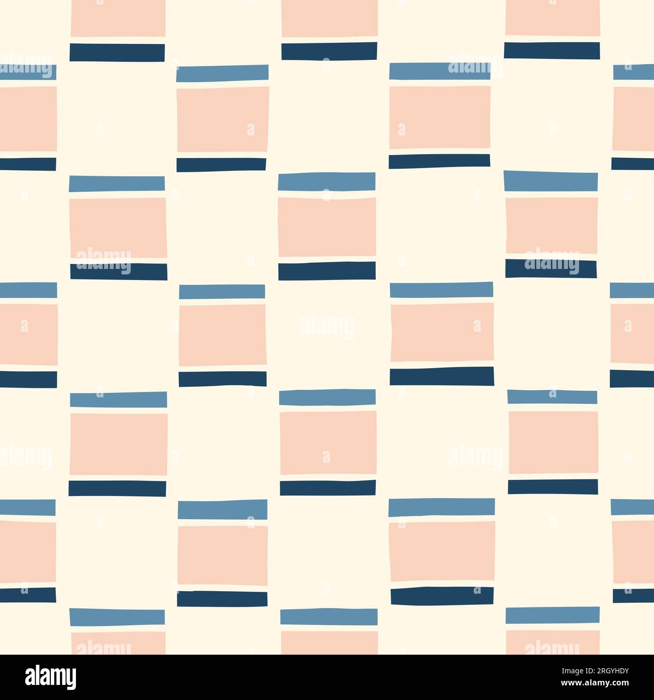 Hand-Drawn Retro Geometric Checks Vector Seamless Pattern Stock Vector ...