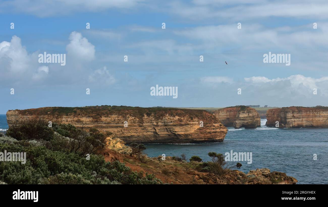 841 Wave-beaten rock stacks, islets and pillars off the Bay of Islands ...